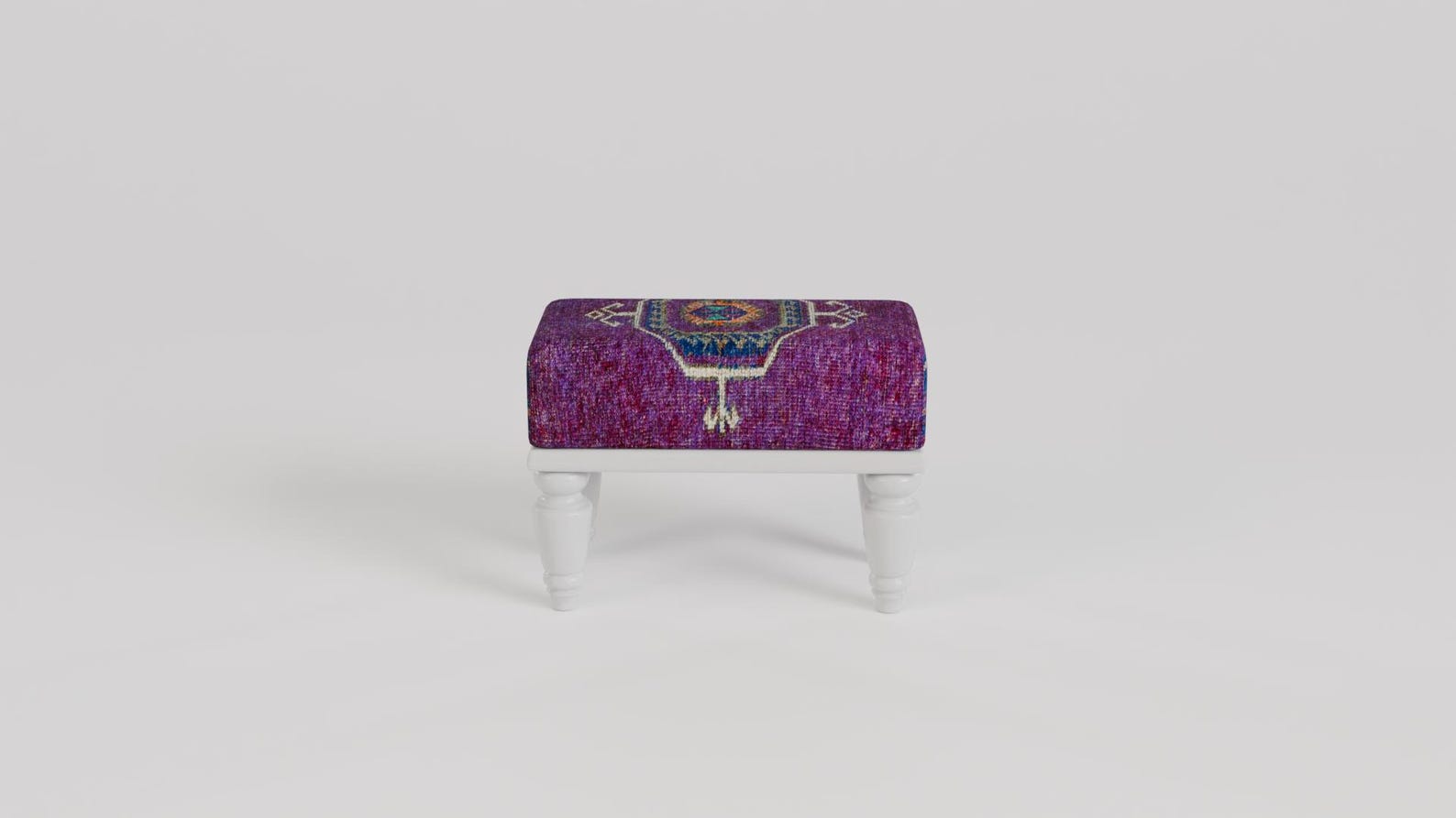 Purple Tiny Bench, Outdoor Bench, Print Kilim Bench, Vintage Style ...