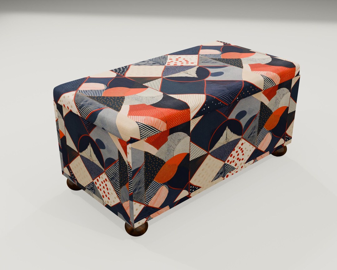 Geometric Bench, Mid-century Style Bench, Rustic Bench, Storage Bench ...