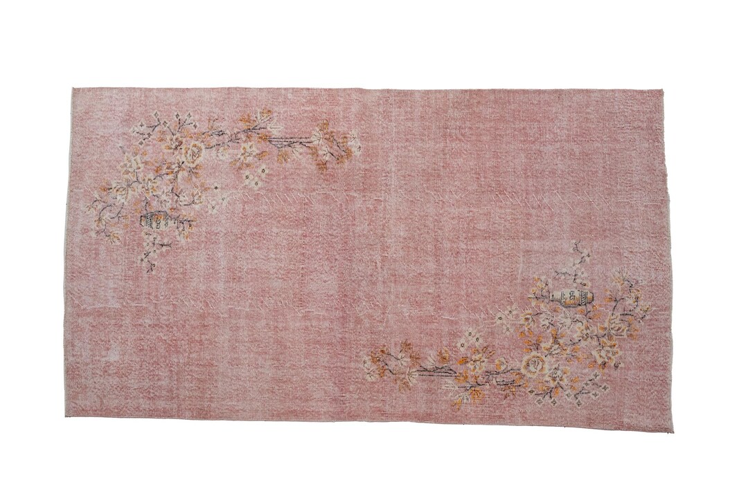 Pink Vintage Rug, Floral Rug, Lounge Rug, Aesthetic Rug, Eco Friendly ...
