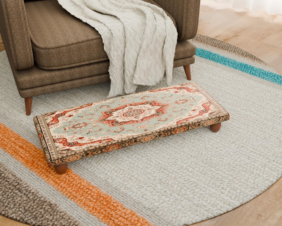 Sage Green Stool, Classic Foot Riser, Floral Step Stool, Compact Floor ...