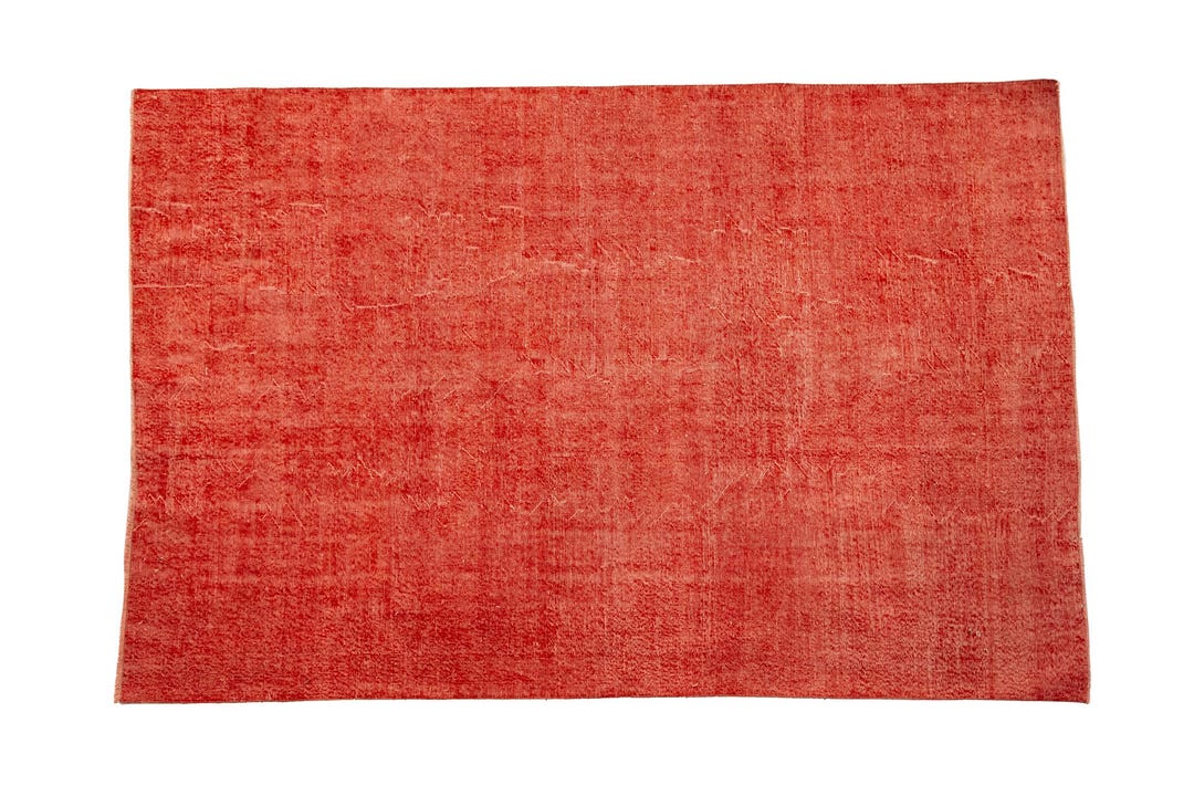 Plain Oushak Rug, Red Color Rug, Retro Rug, Hippie Rug, Handmade Wool ...