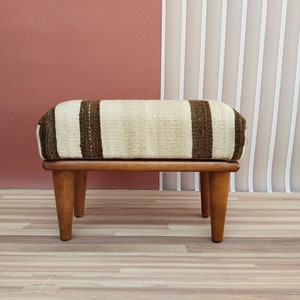 Striped Kilim Bench, Upholstered Bench, Traditional Bench, Handmade ...
