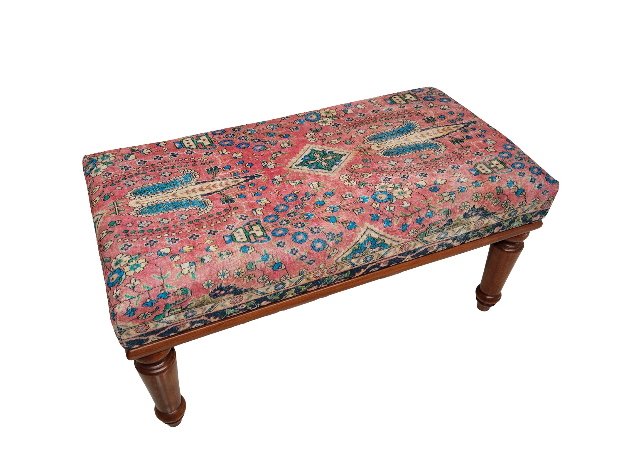 Mid-century Bench, Pink Modern Bench, Bohemian Bench, Decorative Bench ...