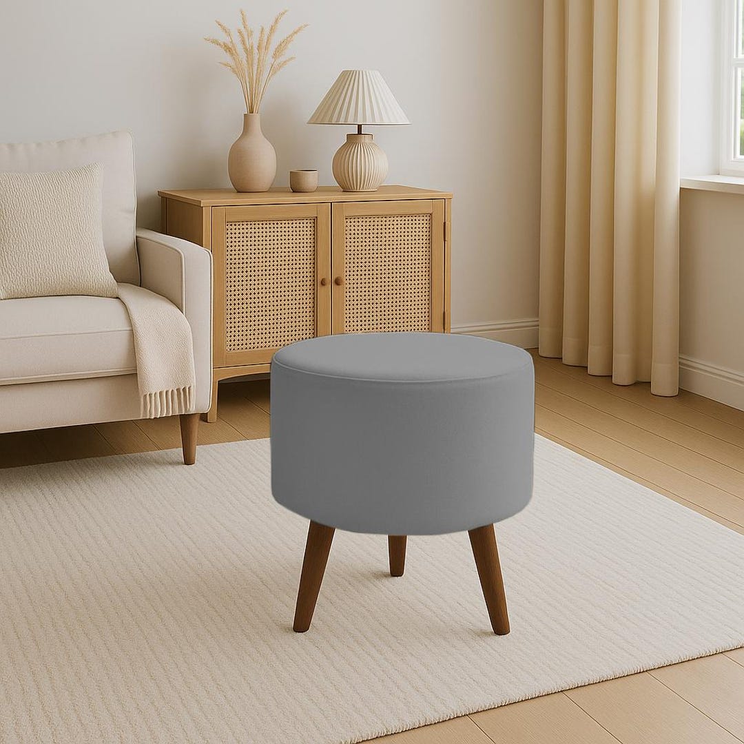 Ash Gray Footstool, Boho Home Decor, Livingroom Seating, Modern Shoe ...
