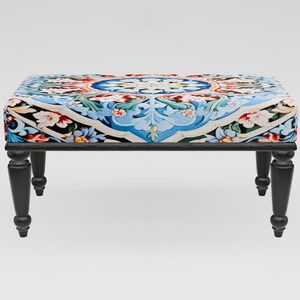 Navy Blue Bench, Amazing Bench, Floral Print Bench, Elegant Seating ...