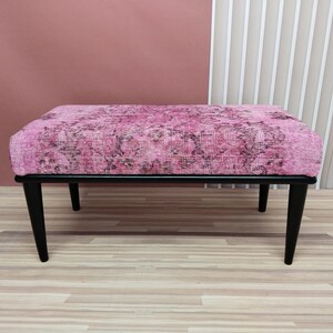 Footstool Bench, Pink Ottoman Bench, Piano Bench, Vanity Bench, Hallway ...