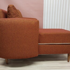 Handmade Mid-century Modern Upholstered Orange Chaise Lounge ...
