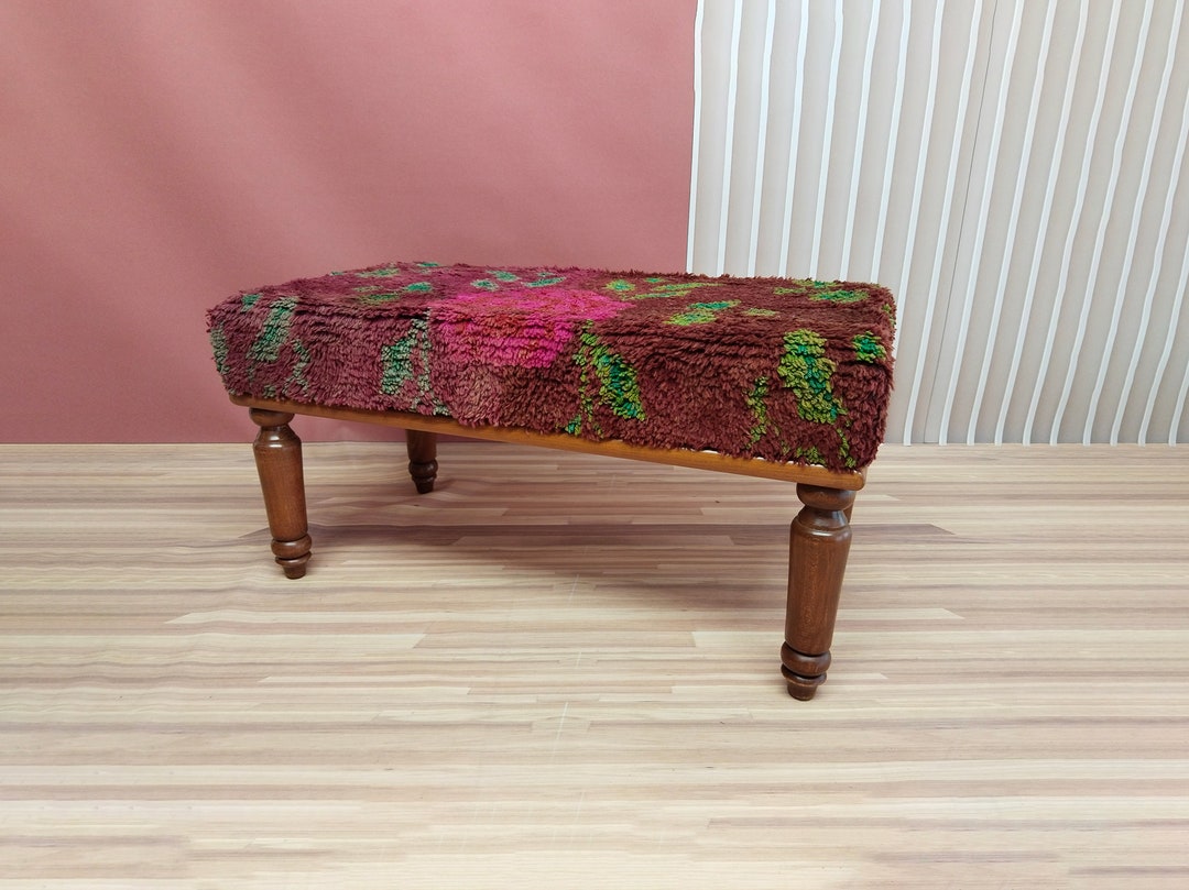 Red Green Bench, Boho Style Bench, Wood Work Bench, Ottoman Bench ...