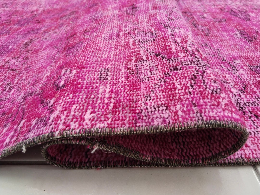 Hot Pink Rug, Soft Wool Rug, Vintage Rug, Ikat Rug, Handmade Rug, Over ...