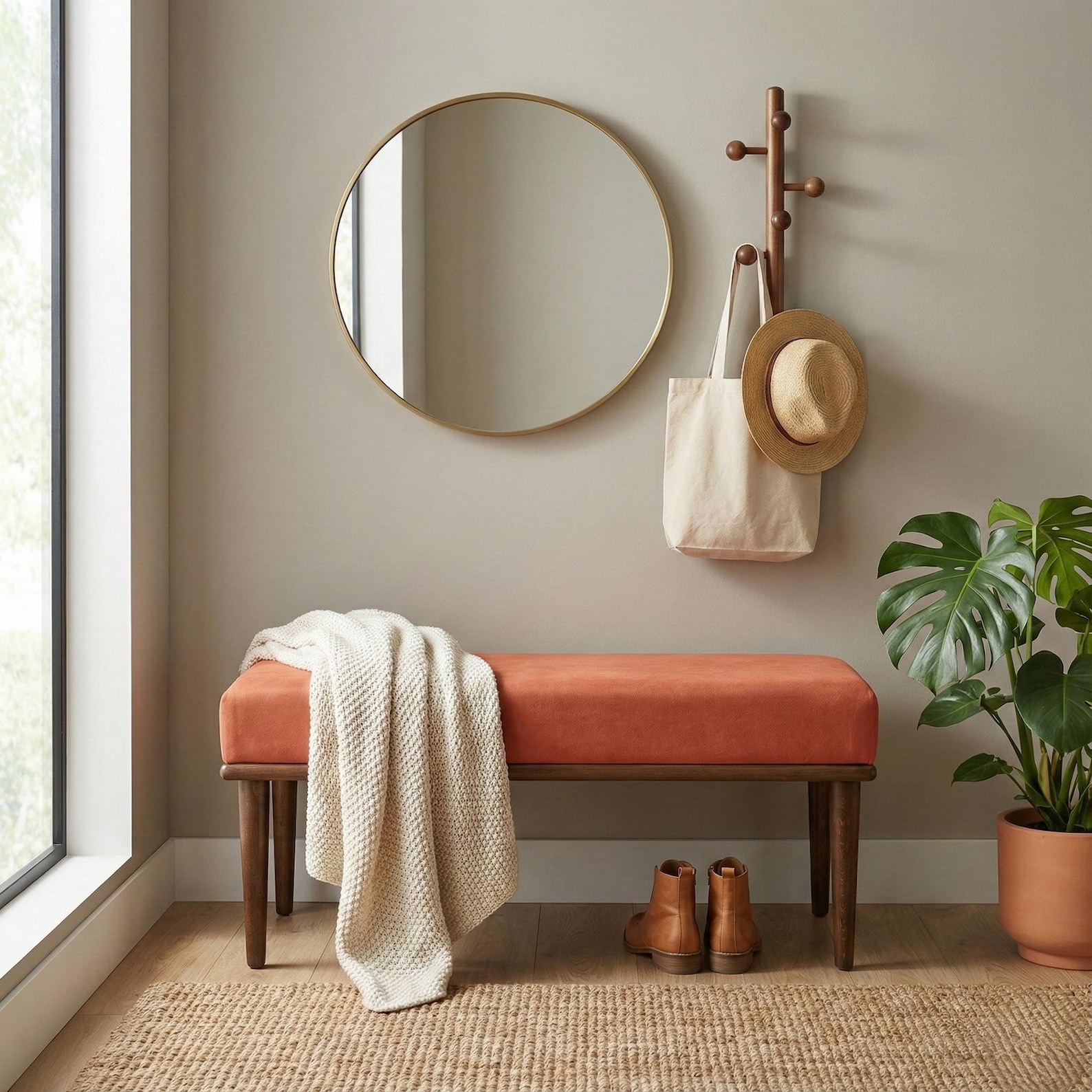 Burnt Orange Bench, Upholstered Bench, Picnic Table Bench, Fireside ...