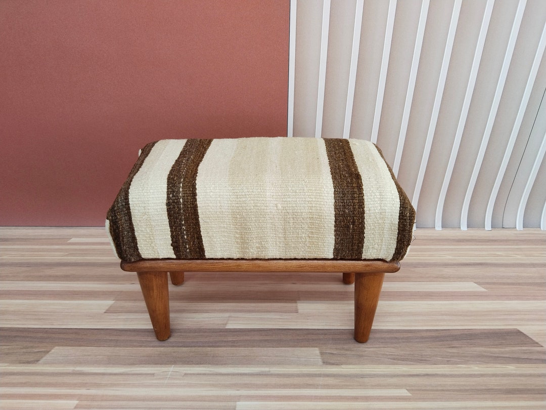 Striped Kilim Bench, Upholstered Bench, Traditional Bench, Handmade ...