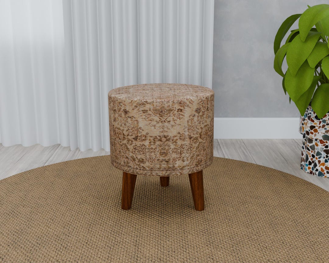 Oriental Style Bench, Round Footrest, Brown Color Stool, Foyer ...