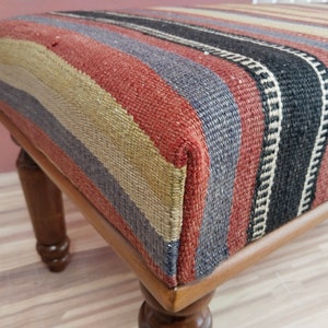 Handmade Bench, Office Desk Bench, Farmhouse Bench, Kilim Upholstered ...