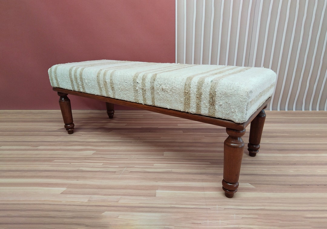 Kilim Covered Bench, Woven Bench, Lounge Bench, End of Bed Bench, Extra ...