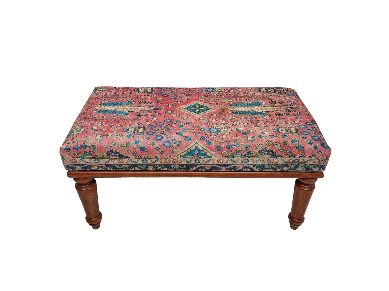 Mid-century Bench, Pink Modern Bench, Bohemian Bench, Decorative Bench ...