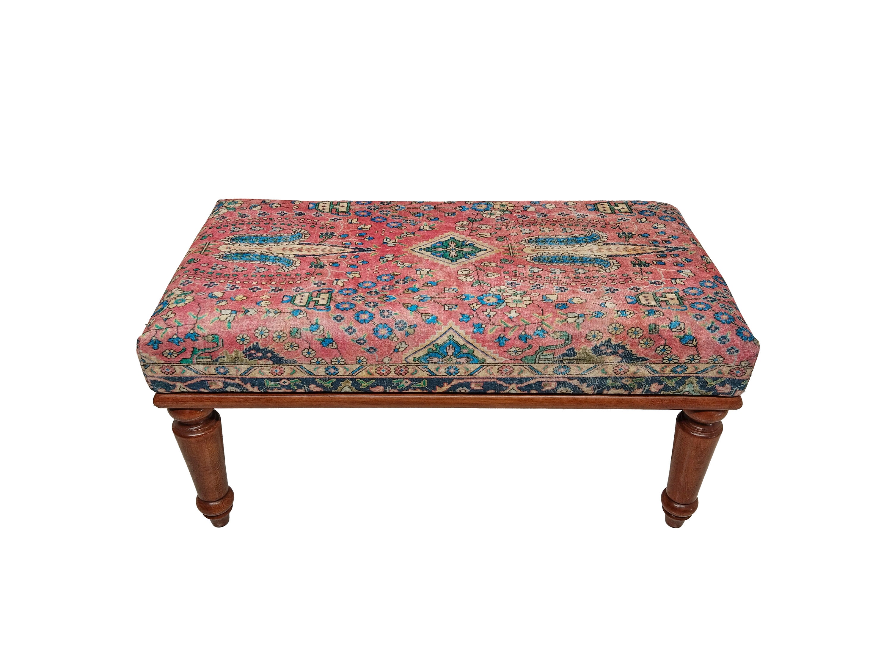 Mid-century Bench, Pink Modern Bench, Bohemian Bench, Decorative Bench ...