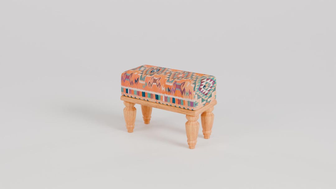 Rainbow Color Bench, Moroccan Stool, Geometric Design Bench, Handmade ...