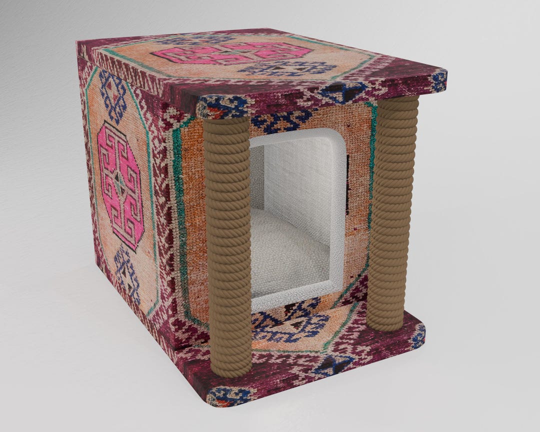 Kilim Pattern Cat House, Soft Cat House, Scratcher Pet Bed, Cooler Cat ...