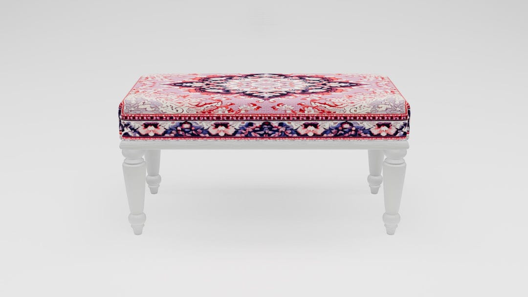 Cushioned Soft Bench, Wildflower Print Bench, Eclectic Home Decor ...