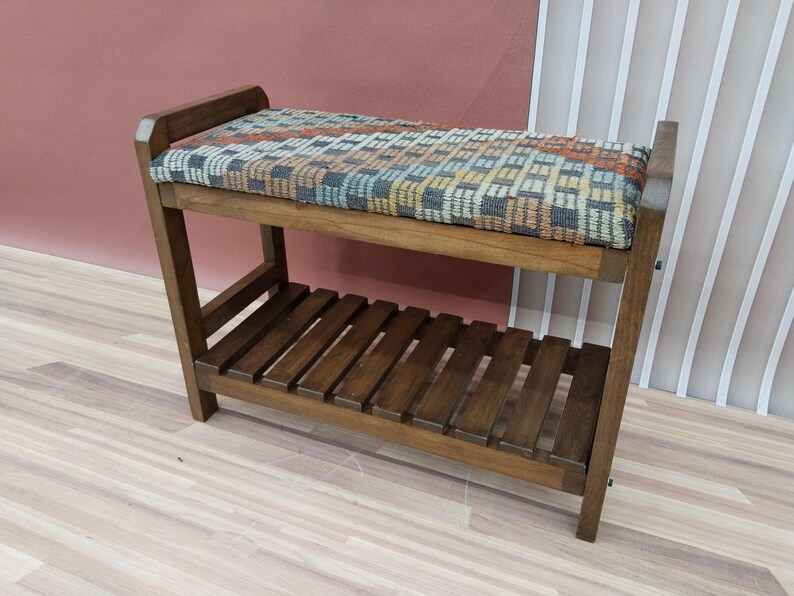 Multi Purpose Bench, Boho Footstool Bench, Kilim Organizer Bench ...