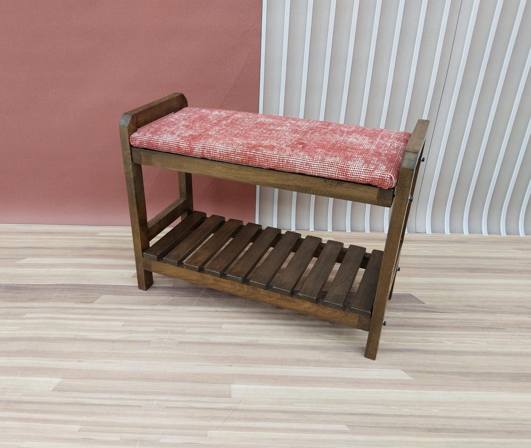 Footboard Bench, Entryway Shoe Bench, Vintage Rug Bench, Boot Shelf ...
