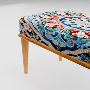 Navy Blue Bench, Amazing Bench, Floral Print Bench, Elegant Seating ...