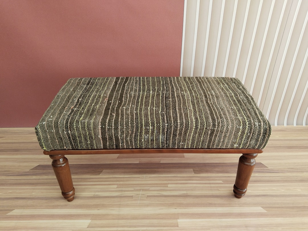 Blanket Bench, Kilim Wrapped Bench, Dining Bench, Hallway Bench, Accent ...
