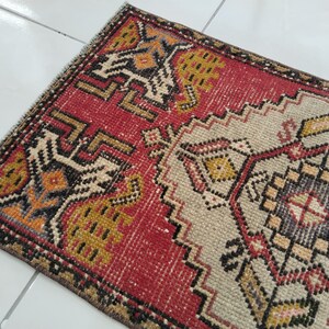 Red Yellow Turkish Rug, Tiny Area Rug, Moroccan Rug, Bedroom Mat, Eco ...