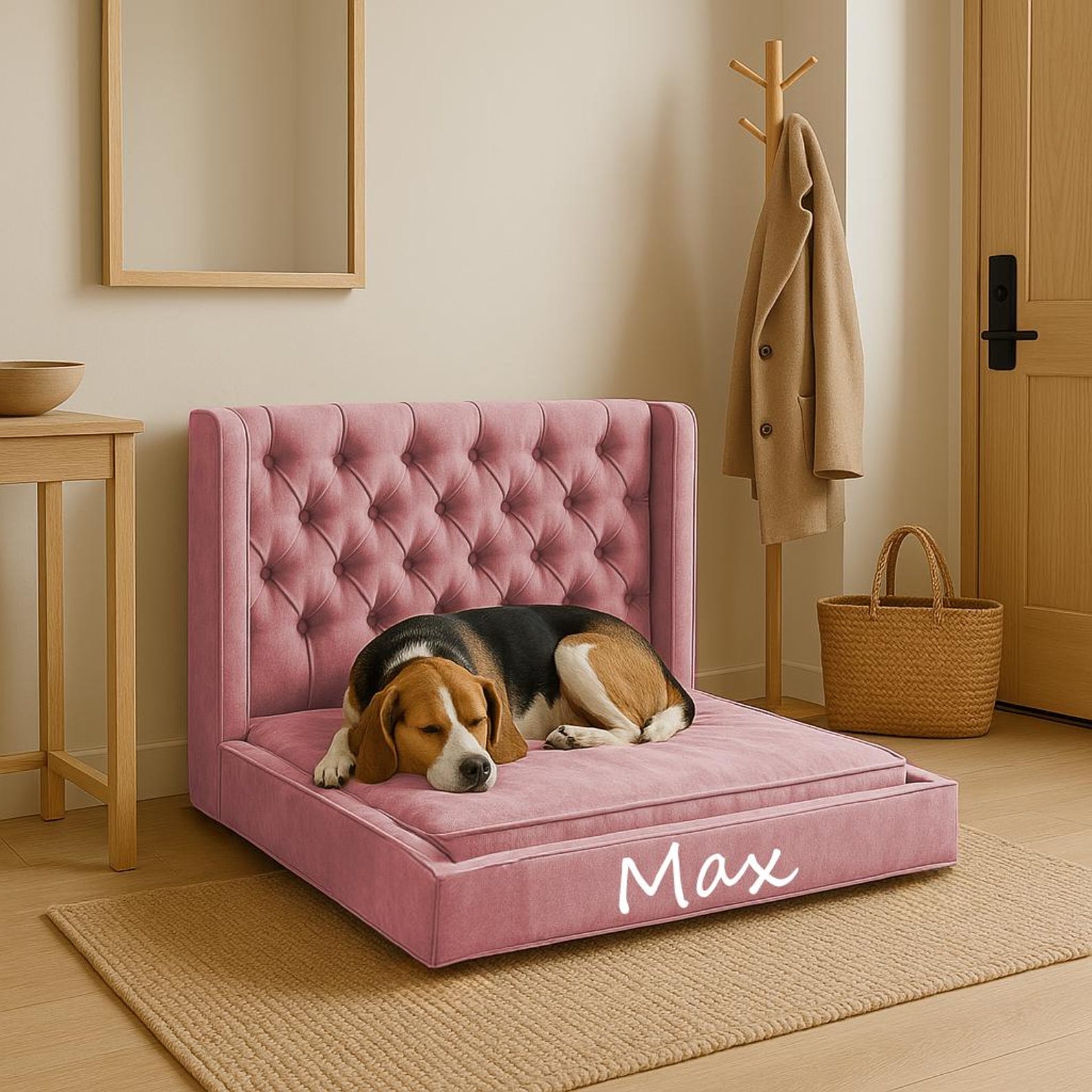 Light Pink Dog Bed, Modern Pet Sofa, Cool Dog Lounge, Designer Dog ...