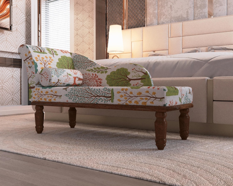 White Forest Tree Chaise Lounge | Rustic Reading Nook Daybed Settee, RS ...