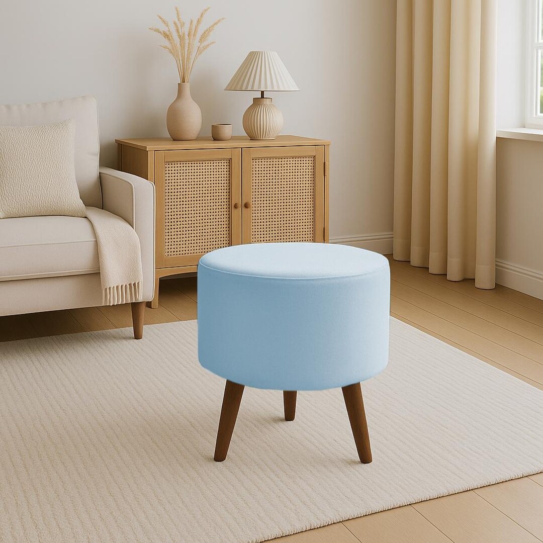 Ice Blue Stool, Picnic Table Chair, Cute Pouf Stool, Birthday Gift ...