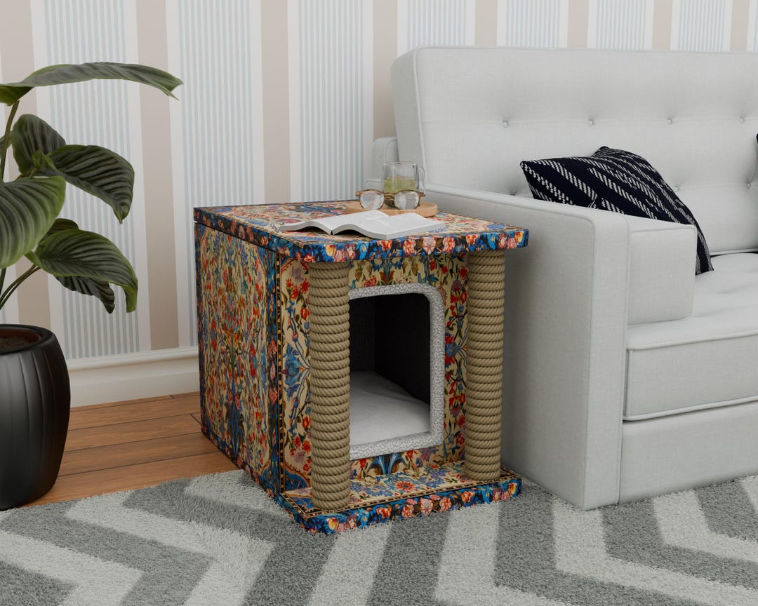 Botanical Cat Bed, Colorful Pet House, Cat Lover Gift, Chic Cat ...