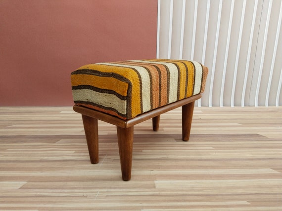 Pouf Ottoman Bench for Chair Padded Bench Foot Rest Bench Adjustable Height Kilim Upholstered Bench Striped Bench 9x18x14 Rsv9x18 19 Etsy