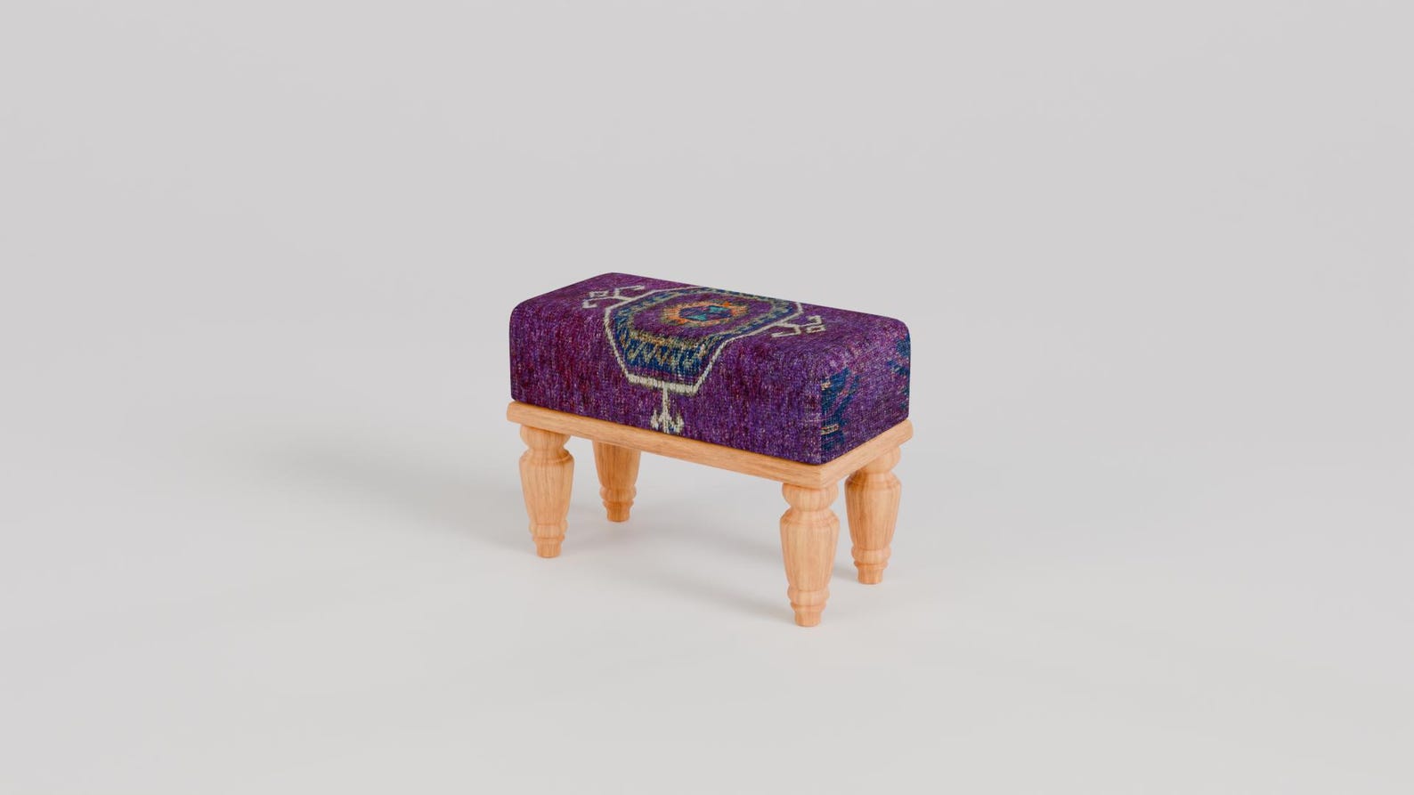 Purple Tiny Bench, Outdoor Bench, Print Kilim Bench, Vintage Style ...