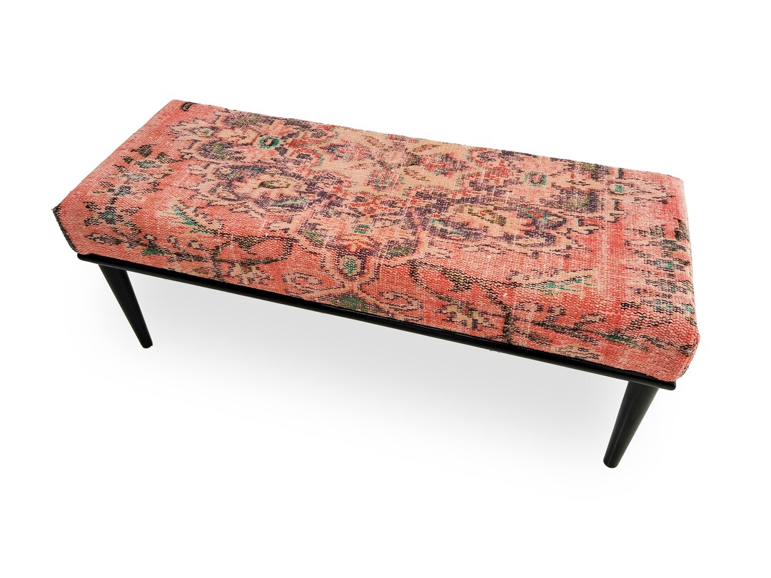 Accent Bench, Vintage Rug Benches, Mid-century Bench, Unique Bench ...