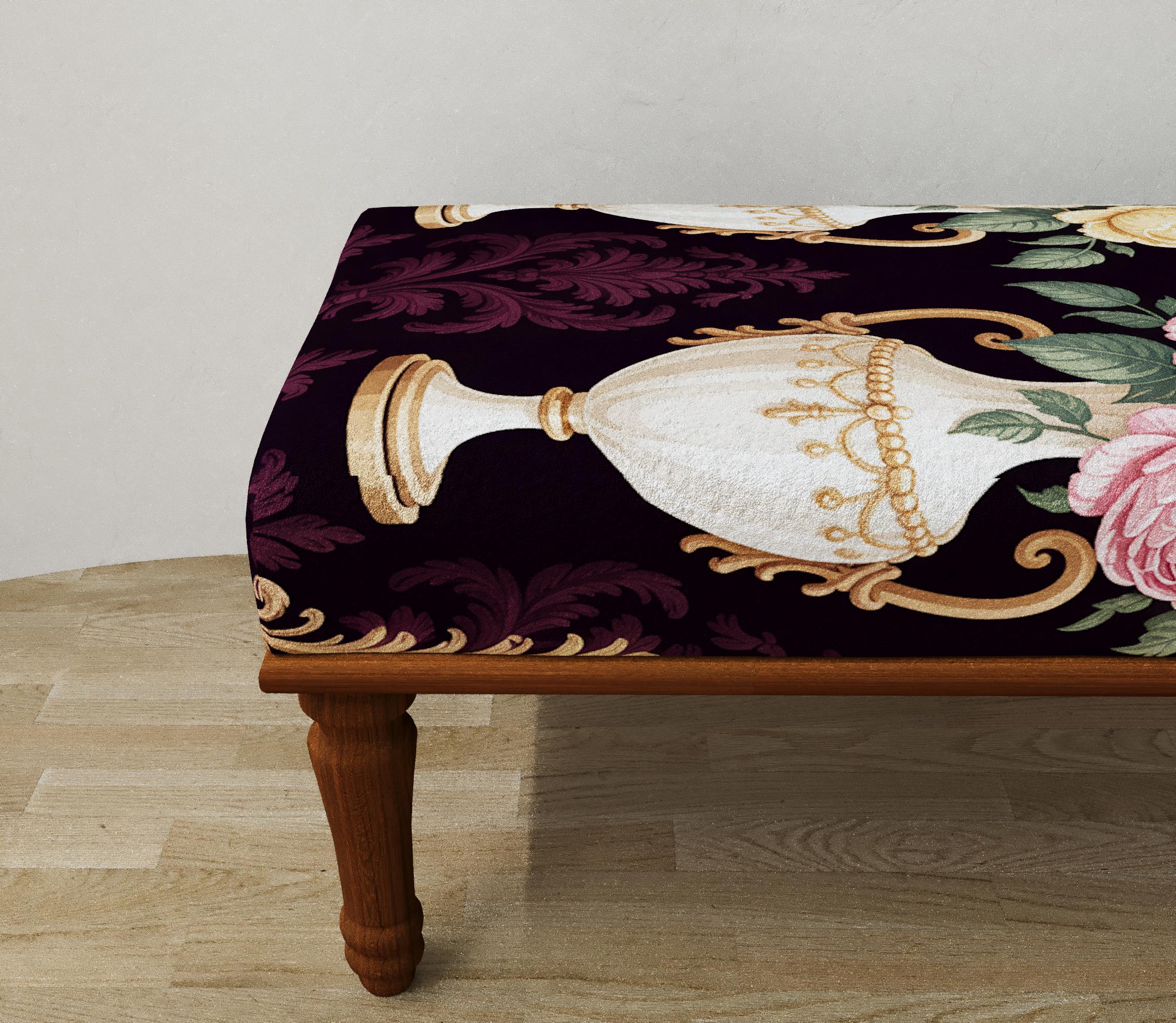 Elegant Hallway Seat, Gothic Furniture, Floral Ouf Stool, Make up Chair ...