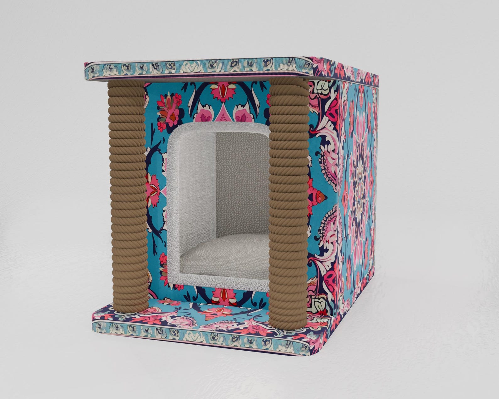 Floral Pet House, Heated Pet Bed, Soft Cat Bed, Cozy Cat Cave, Cat ...