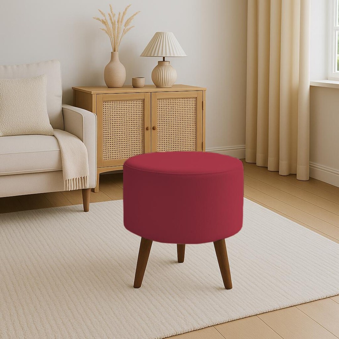 Burgundy Footstool, Classic Funiture, Romantic Pouf, Modern Decoration ...