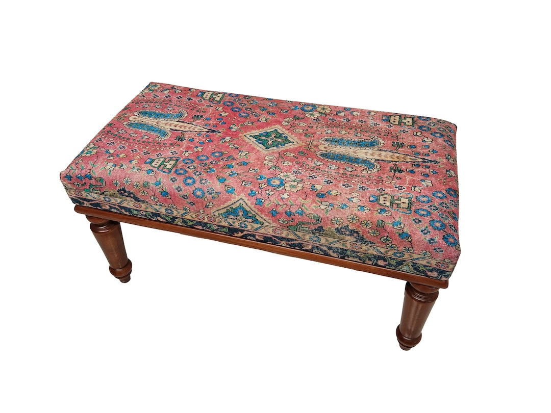 Mid-century Bench, Pink Modern Bench, Bohemian Bench, Decorative Bench ...