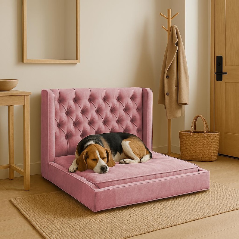 Light Pink Dog Bed, Modern Pet Sofa, Cool Dog Lounge, Designer Dog ...