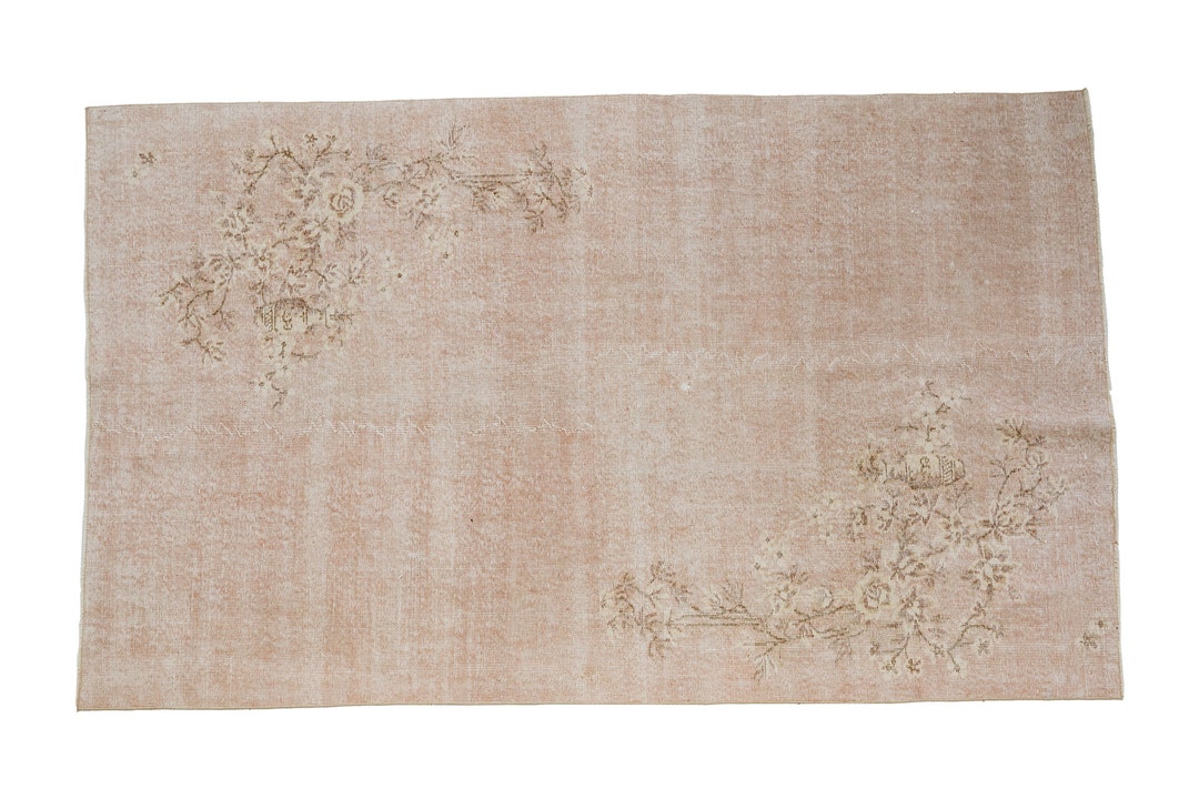 Blush Pink Rug, Handmade Vintage Rug, Oushak Area Rug, Antique Rug, Low ...