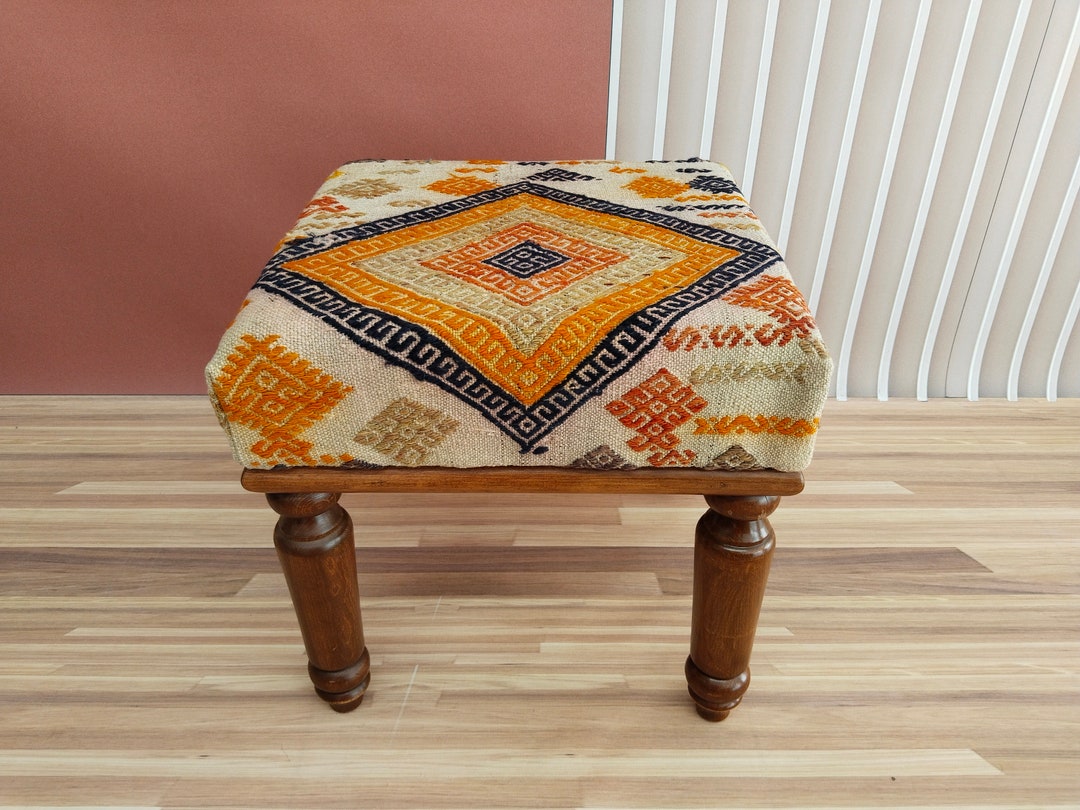 Woven Bench, Dressing Table Bench, Entry Bench, Kilim Rug Bench, Low ...