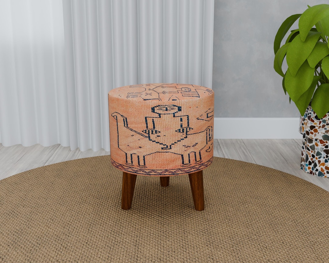 Man Figured Bench, Orange Footstool, Round Sofa Companion, Modern Shoe ...