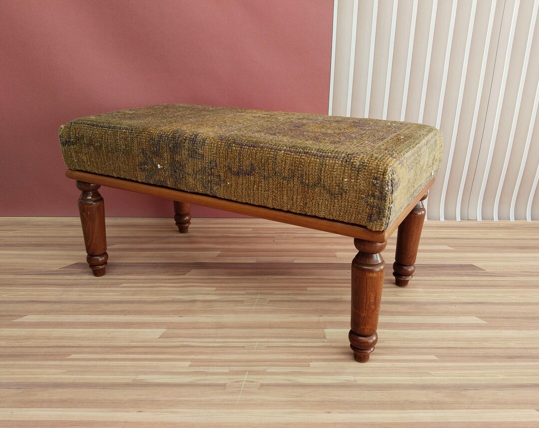 Vintage Rug Covered Bench, Purse Bench, Entryway Bench, Vanity Bench ...