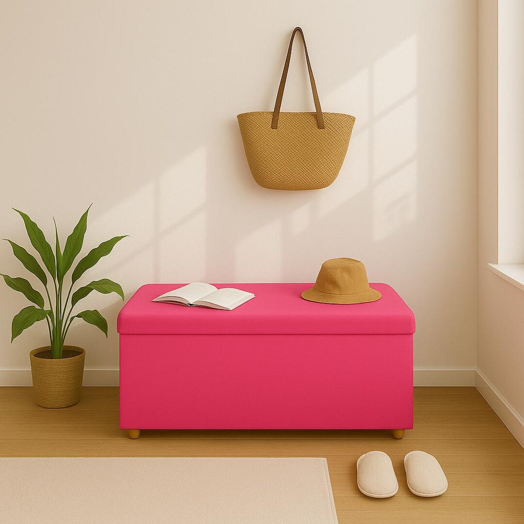 Fuchsia Storage, Ottoman Trunk Bench, Easy to Care, Primitive Bench ...
