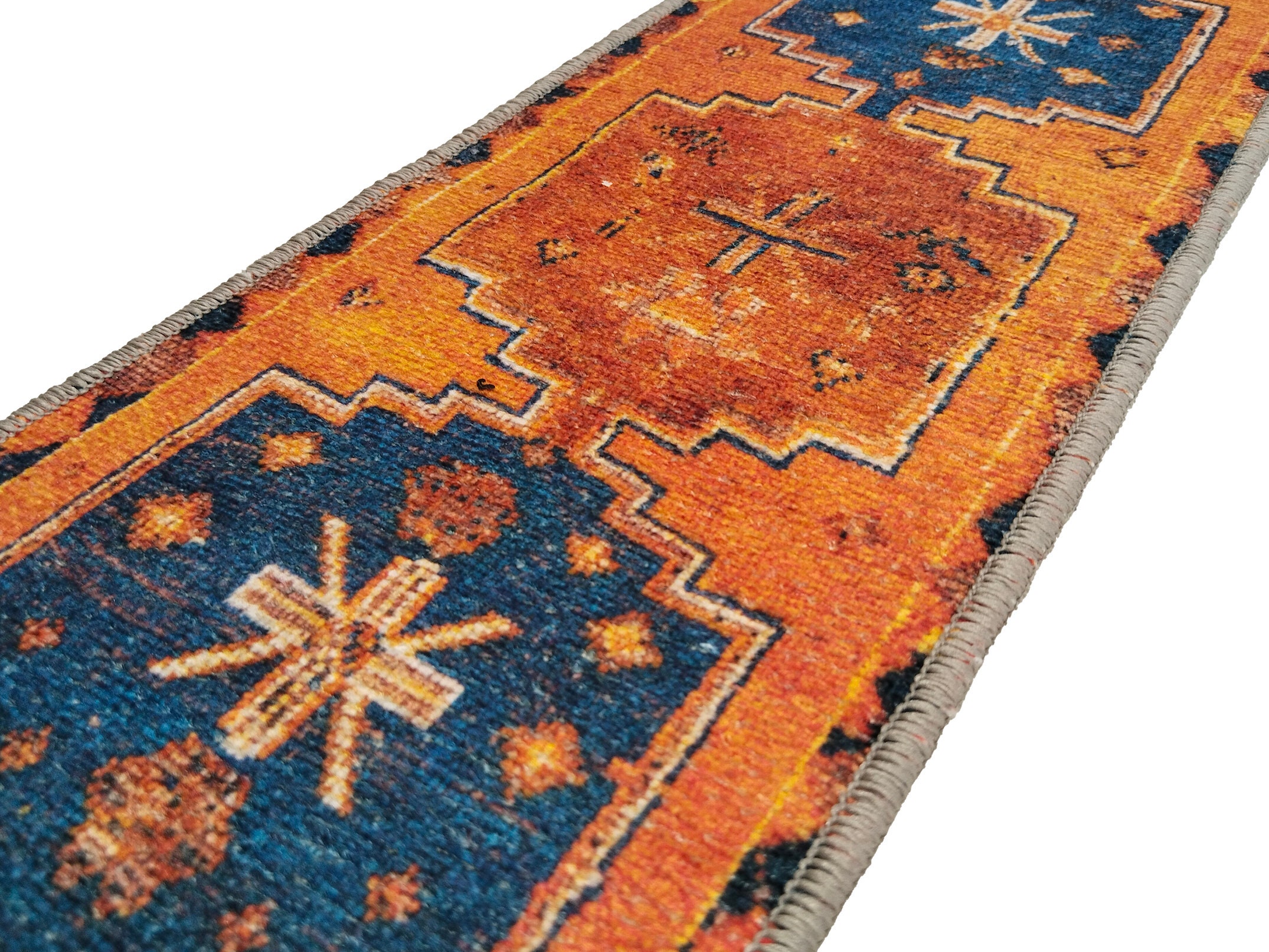 Orange Runner Rug, Herki Inspired Rug, Stair Runner Rug, Retro Rug ...