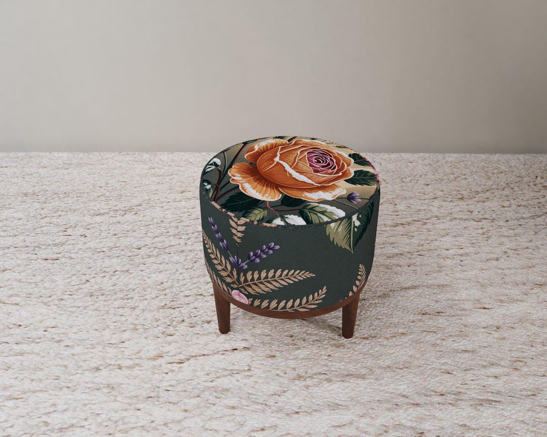 Pouf With Rose, Nature Lover Bench, Handmade Furniture, Boho Home Decor ...