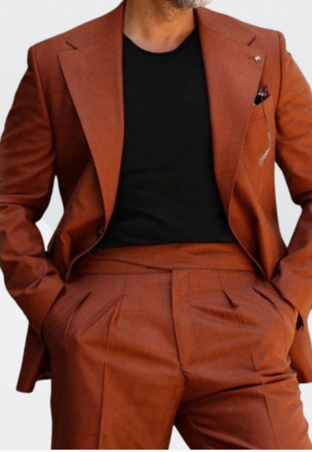 Man Rust 2 Piece Suits Wedding Suits Grooms Wear Suit 2 Piece Suit One ...