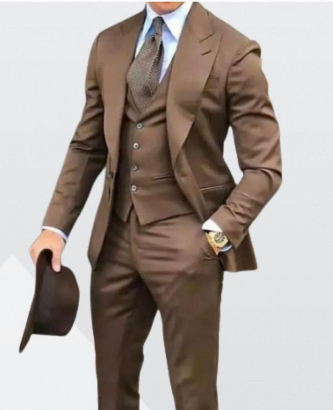 Men Brown 3 Piece Suit Wedding Suit Groom Wear Suit 3 Piece Suit One ...