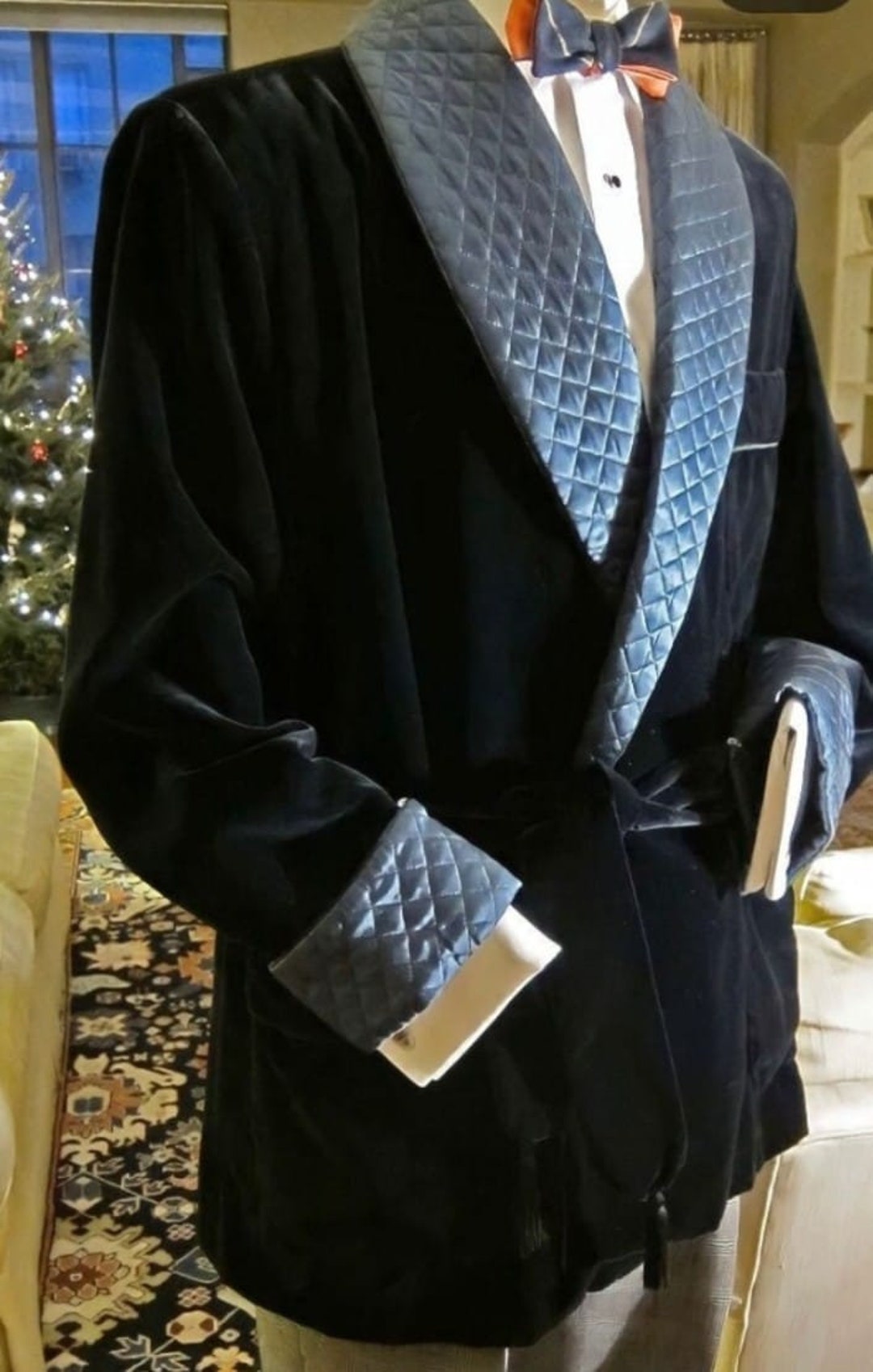 Men Silk Smoking Jacket Black Velvet Blazer Party Wear Dinner Jacket ...